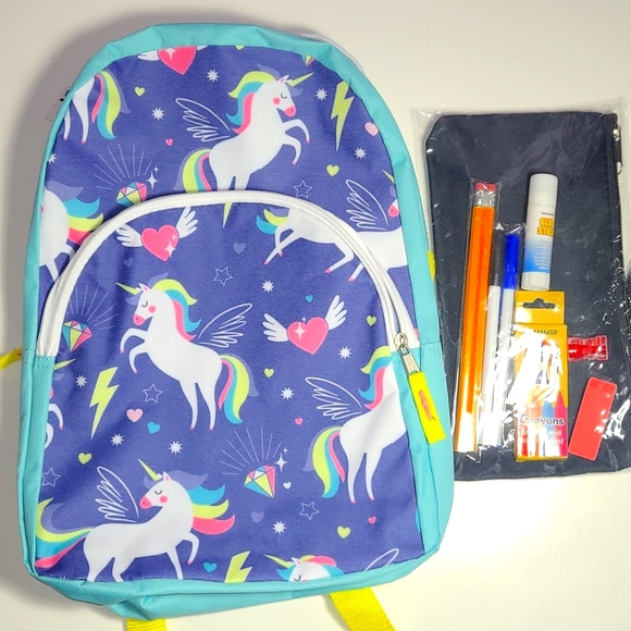 Unband | Accessories | Kids Girl Unicorn Backpack With Pencils Crayons ...